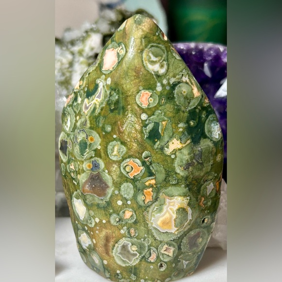 Other | Orbicular Rhyolite Rainforest Jasper Facet Freeform | Poshmark
